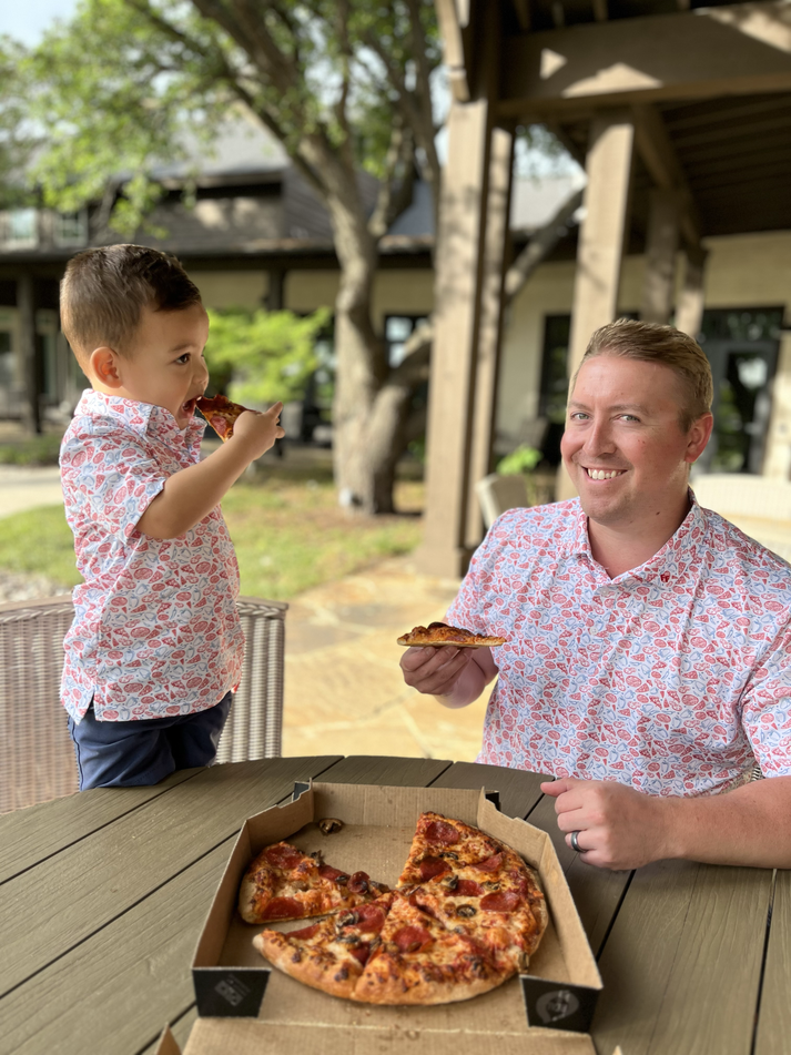 Pizza Polos for Dad and Kid | Fore Fathers Pizza Time